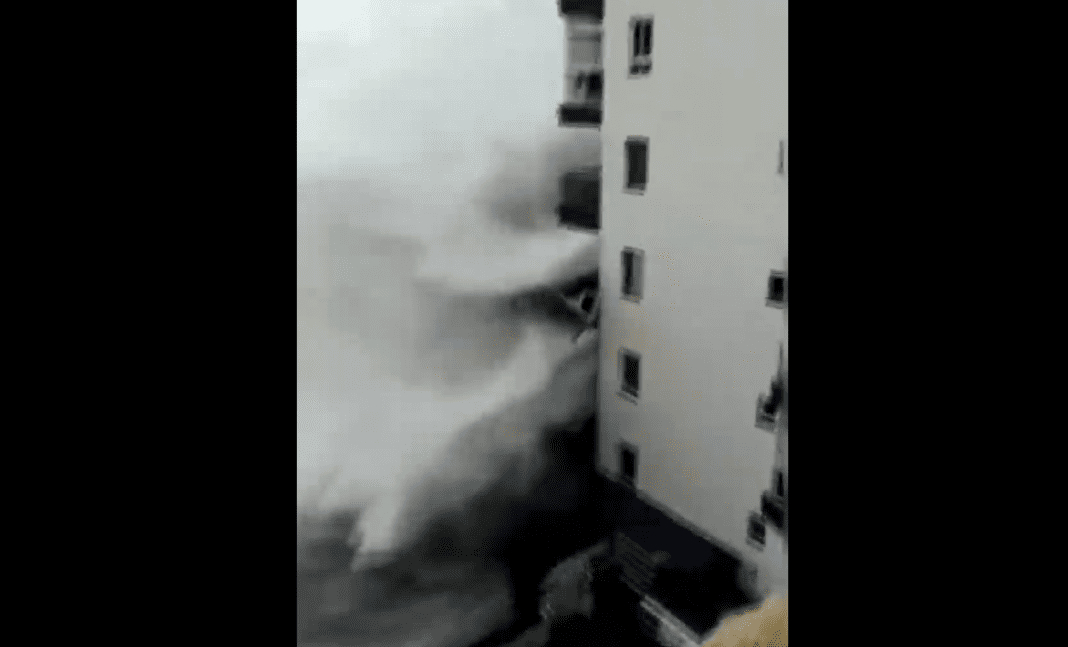 WATCH: Balconies destroyed as HUGE wave smashes building in Spain, 40 ...
