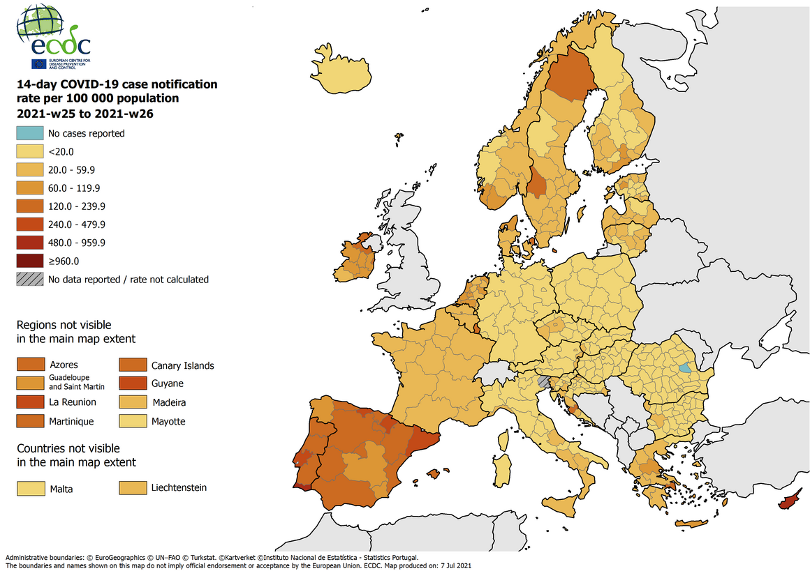 Fifth wave puts Spain back among top COVID-19 infection zones in Europe ...