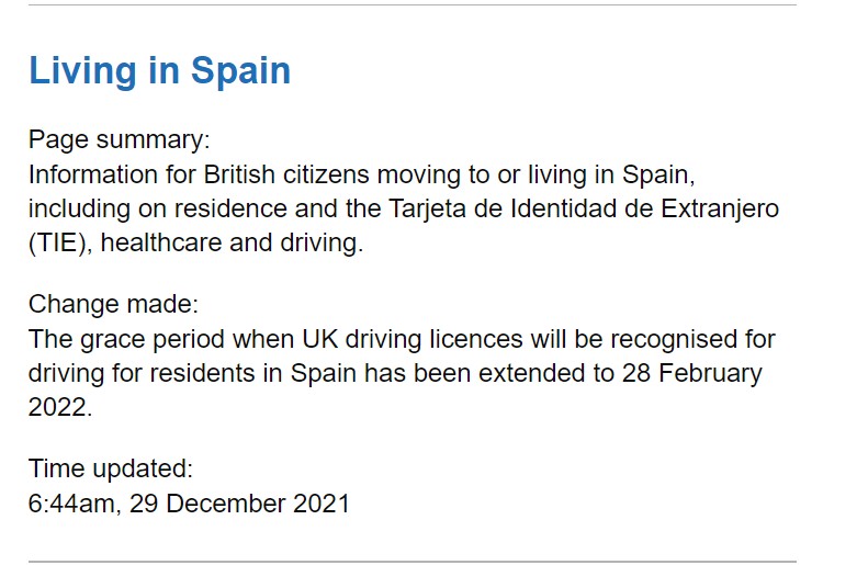 BREXIT UPDATE: Driving licence validity for Brits in Spain extended ...