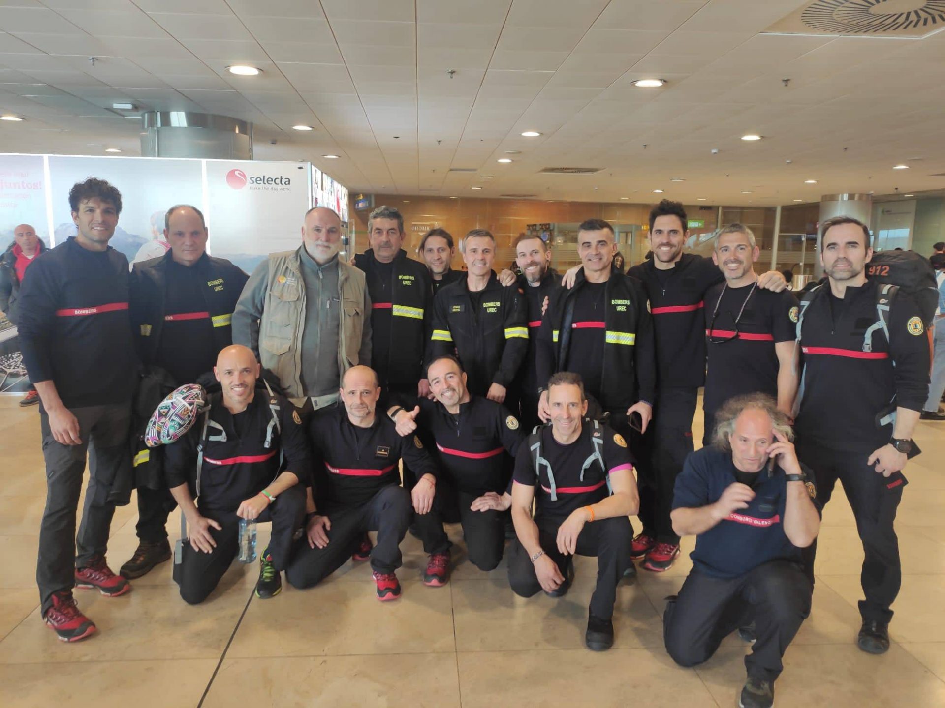Specialist fire rescue team from Spain's Valencia joined by chef Jose ...