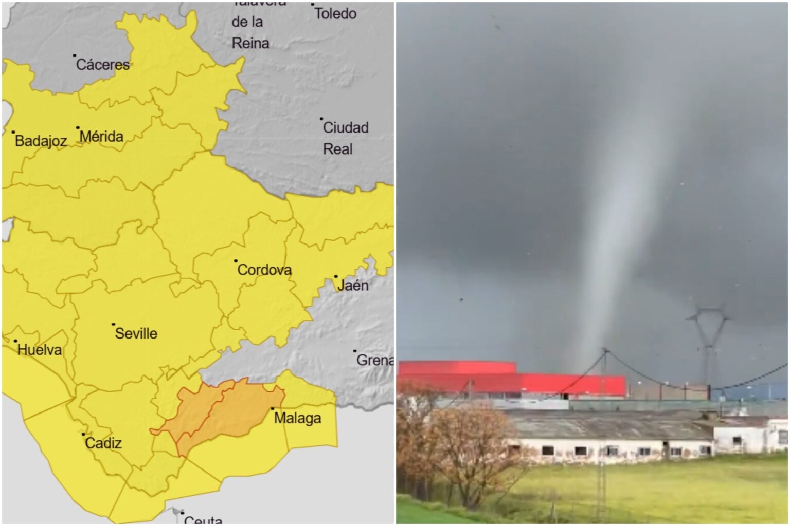Tornado warnings are issued for southern Spain as Storm Laurence wreaks ...
