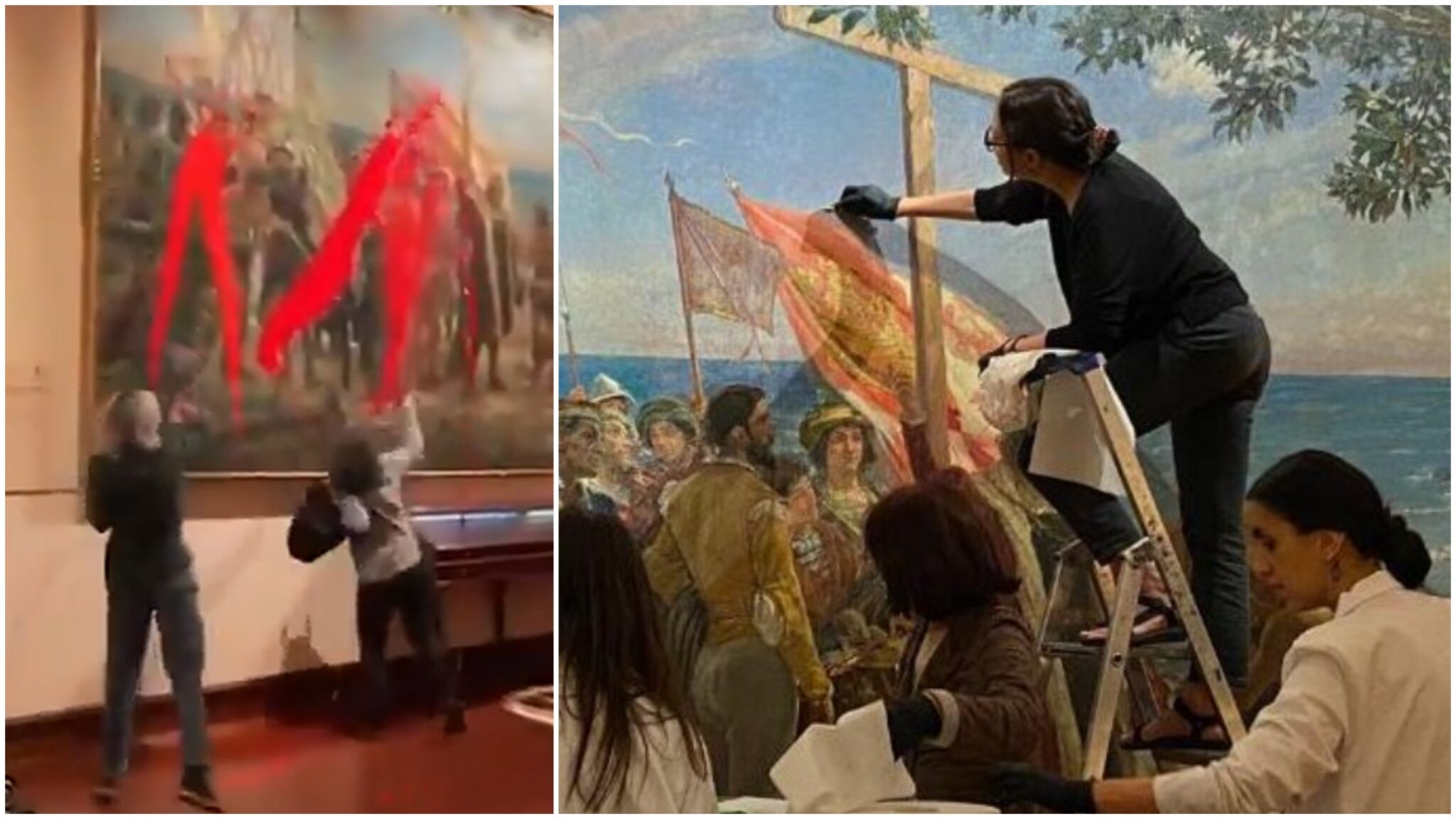 WATCH: Eco-activists spray red paint in Madrid art gallery - leaving ...