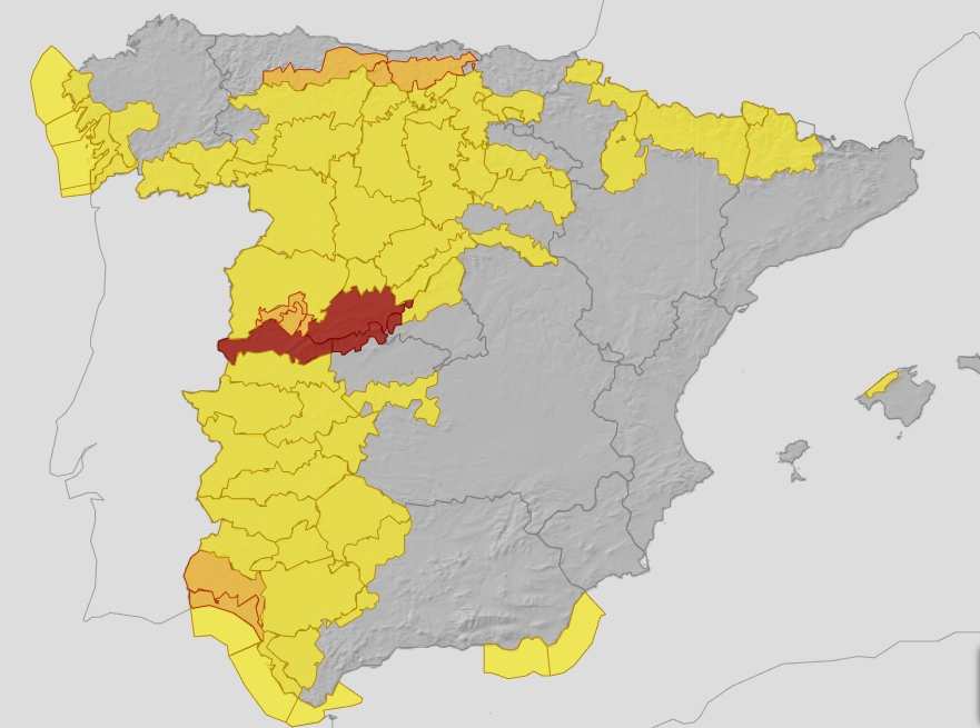 Red weather warning issued in central Spain: Storm Claudia could dump ...