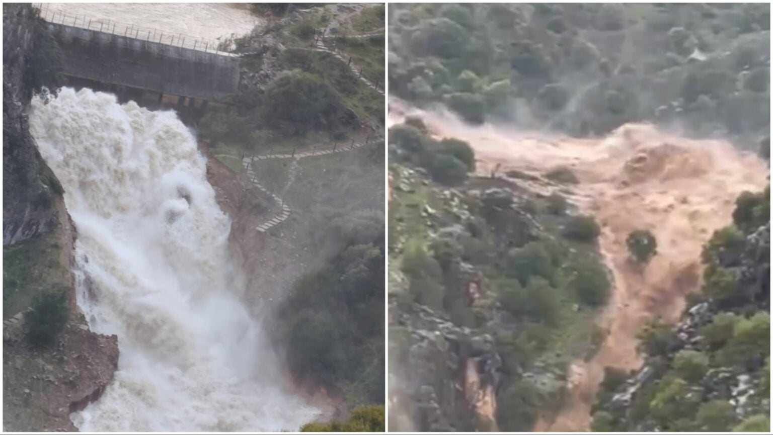 WATCH: Historic moment century-old Montejaque dam sends hundreds of ...