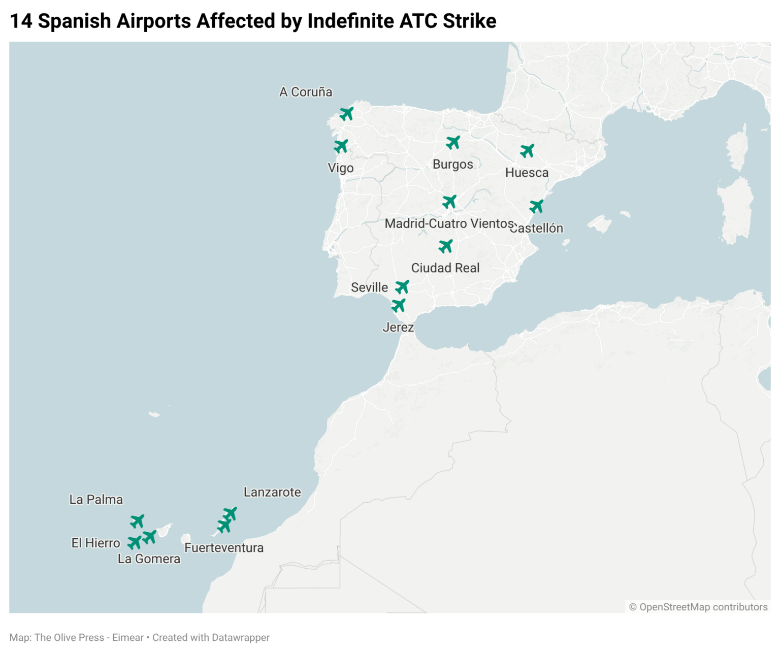 Air traffic controllers in Spain begin indefinite strike action