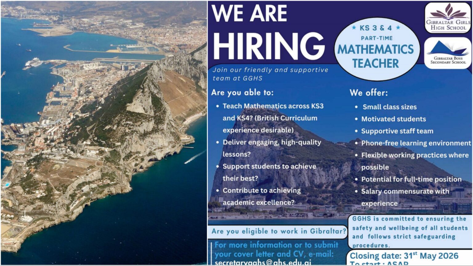 Part-Time Mathematics Teacher Opportunity at GGHS